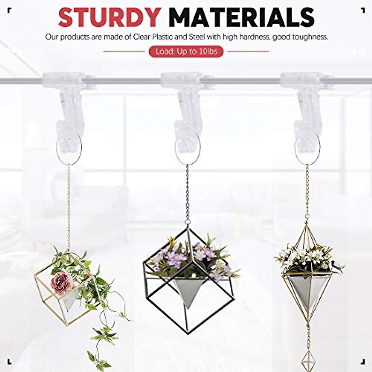 Hilitchi 30Pcs Ceiling Hooks Clips Kit Including 15Pcs Transparent Hinged Ceiling Hooks & 15Pcs T-bar Squeeze Clips Set for Hanging Decorations at Office, Classroom, Home, Mall, Special Events