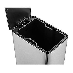 QUALIAZERO 10L/2.6Gal Heavy Duty Hands-Free Stainless Steel Bath/Office Step Trash Can, Fingerprint-Resistant Soft Close Lid Trashcan, Slim