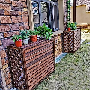 YPINKZ Wooden Air Conditioner Hider Fencing,Wood Air Conditione Flower Stand,Wood Air Conditioning Privacy Screen,Brown,100x43x94cm,110x50x105cm (Size : 85x35x75cm(33.5x14x29.5in))