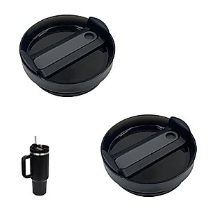 40 OZ Tumbler Lids for Stanley Cup, 2 Pack Replacement Lids Fit for Stanley Adventure Quencher,Replacement Spill Proof Splash Resistant Tumbler Lids, Reusable Tumbler Cover for Stanley(black)
