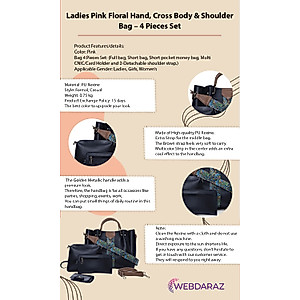 Ladies Womens Girls 4 Pieces Set Fashion Bag Soft PU Leather Handbag Tote Shoulder Bag Crossbody Bag Wallet Card Bag (Black)