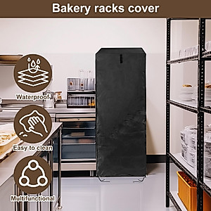 XYDHQS Bread Rack Cover with Zipper, Bakery Rack Cover, Keeping Fresh Pan Bun Rack Cover, 23"x28"x64" Bakery Single Rack Covers Waterproof and Dustproof, Black