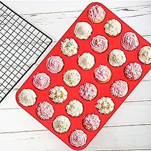 Anxbbo Silicone Muffin Pan Set - Mini 24 Cups and Regular 12 Cups Muffin Tin, Non-Stick Bakeware Silicone Molds for Muffins, Cupcakes, Bread, Tart and Desserts