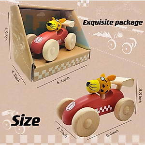 Lecelzie Toddler Activities Wooden Toys Car Baby Infant Montessori Fine Motor Skills Toys for 1 2 3 4 Year Old Boys Girls Gift Party Favors for Kids Push and Pull Toys