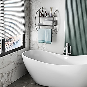 S AFSTAR 4 Pack Bathroom Towel Racks with Shelf, 2-Tier Metal Towel Racks with Leaky Design Shelves & Towel Bars, Wall Mounted Shelf Racks for Living Room Kitchen Bathroom, 18" W X 10" D X 22" H