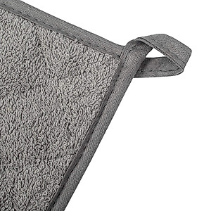 100% Cotton Kitchen Everyday Basic Terry Pot Holder Heat Resistant Coaster Potholder for Cooking and Baking Set of 5 Grey