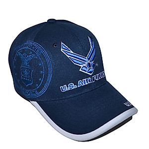 Icon Sports Group US Air Force Hat Official Licensed Military Cap, Unisex Embroidered Blue Military Baseball Cap, One Size