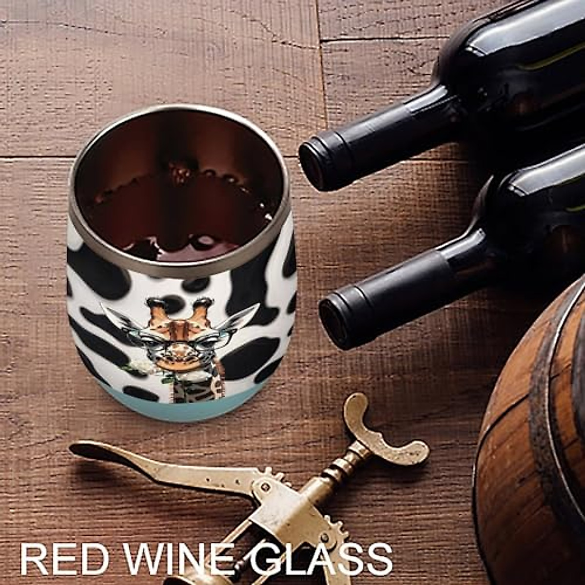 OPTKSNCU 304 Stainless Steel Insulated Cup with Lid, Giraffe Bites The Rose Print Durable, And Easy to Clean – Ideal for Home, Office, And Gift Giving