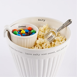 Mud Pie Circa Popcorn and Candy Bowl, White, 7.75" x 5.75" dia