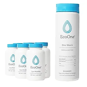 EcoOne | Hot Tub Chemical Maintenance & Supply Kit | Spa Shock & Conditioner Kit | Contains Oneshock Chlorine Tablets & SPA Monthly Conditioner | 6 Month Supply