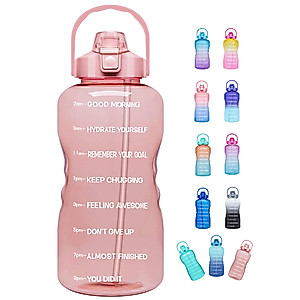 Venture Pal Large Half Gallon/64oz Motivational Water Bottle with Time Marker & Straw,Leakproof Tritan BPA Free Water Jug,Ensure You Drink Enough Water Daily for Fitness,Gym,Sports-Light Pink