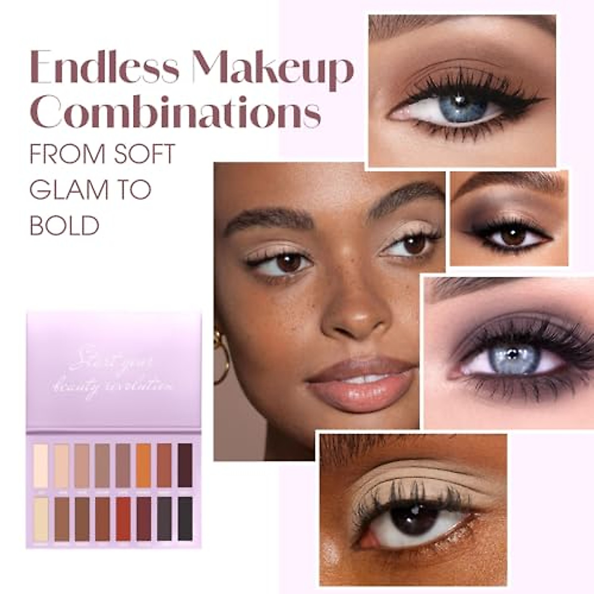 Lamora Eyeshadow Palette Makeup - Eye Makeup Palette with 16 Highly Pigmented Matte Shades - Vegan & Blendable