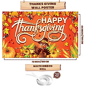 KatchOn, Happy Thanksgiving Banner - XtraLarge, 72x44 Inch | Happy Thanksgiving Backdrop, Thanksgiving Decorations Banner | Thanksgiving Party Decorations, Fall Decorations | Thanksgiving Wall Banner