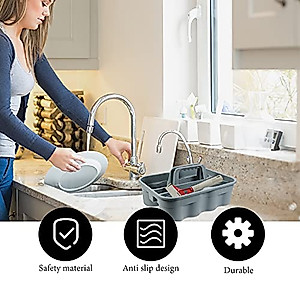 3- Compartment Cleaning Products Organizer, Plastic Cleaning Hand Tool Basket Cleaning Storage Basket Versatile Multiuse for Kitchen, Shoe Cleaning Box, Cleaning Products Organizer