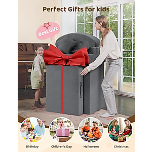 Modular Kids Play Couch, Kidirect K12 PRO DIY 400+ Creative Kids Couch for Playroom, Upgraded Play Couch Convertible Rocking Horse, Sectional Kids Sofa Couch with Star Moon for Kids and Toddlers(Grey)