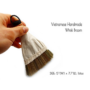 Natural Hand Whisk Broom (Before Use, Tap The Broom Against a Hard Surface to Remove Excess Dust Generated in The Manufacturing Process) 5''(W) x 7.7"(L), 1.4oz