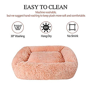 Lucky Monet Dog Beds for Small Dogs 21.7" x 17.7", Fluffy Calming Dog Cat Bed Washable Dog Beds with Sides Soft Dog Crate Bed for Sleeping (S, Pink)