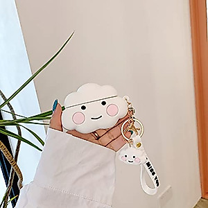 HENJI PVC Case for Beats Studio Buds, 3D Cute Cartoons Anime Full Body Protective Cover with Keychain, Earphone Protective Case for Beats Studio Buds Charging Box Covers (Clouds)