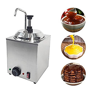 650W Electric Hot Fudge Warmer,Cheese Dispenser with Pump,2.3L Cheese Sauce Warmer Pump Dispenser,Stainless Steel Cheese Pump Dispenser for Fudge Cheese Caramel,30-110℃ (B)