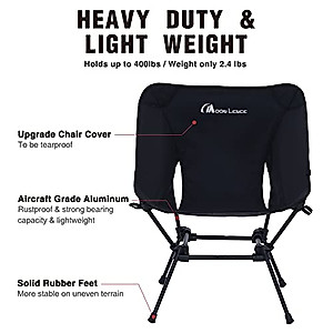 MOON LENCE Portable Camping Chair, Compact Backpacking Chair Folding Chair with Side Pockets Portable Chair Lightweight Heavy Duty for Hiking
