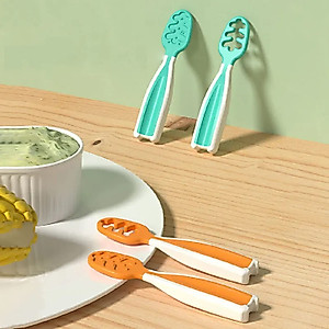 Pack Pre-Spoon Self-Feeding Baby Utensil Set - Silicon, BPA Free Toddler Supplies for Easy Teething & Led Weaning of Boys & Girls 6+ Months, Perfect First Stage & Second Stage Baby Feeding Gift (Pink)