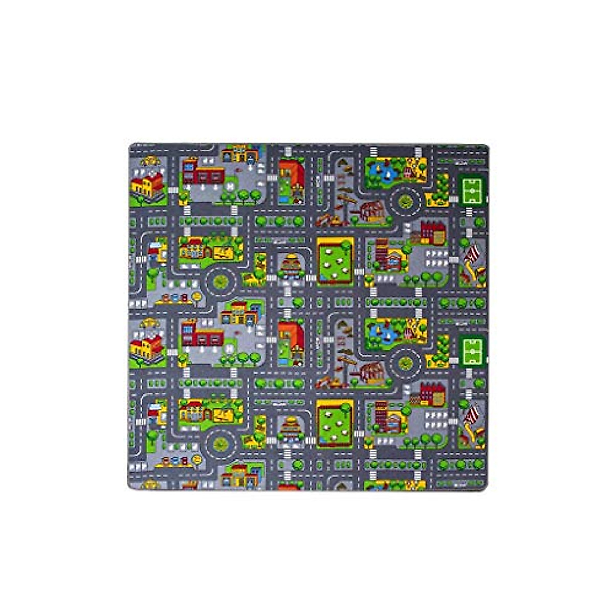 The Rug House Children's Play Village Mat Town City Roads Rug, 140cmx200cm (4ft7"x6ft7")