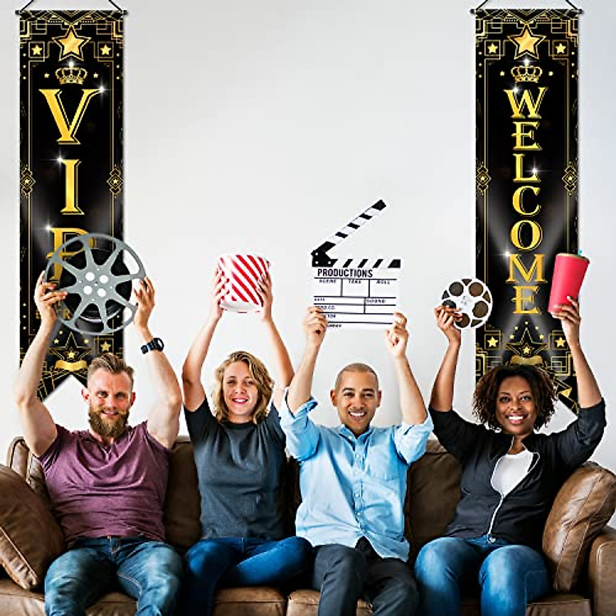 Roaring 20s Party Decorations New Year Porch New Year Banner VIP Sign Movie Night Party Decorations Movie Theater Banner Now Showing Hanging Porch Sign 1920s Party Decorations Supplies