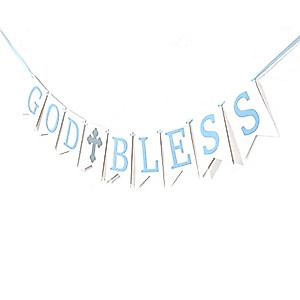God Bless Banner - God Bless Banner Baptism，baby Shower Banner for Girl/boy，baptism Banner，first Communion Banner，banner for Baby Shower Photo Prop Party Decorations