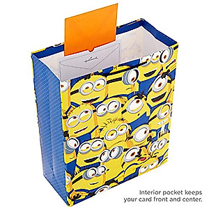 Hallmark 15" Extra Large Gift Bag with Tissue Paper (Minions) for Kids, Birthdays, Christmas