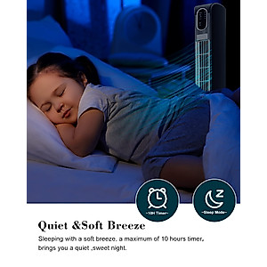 Uthfy Electric Standing Tower Fan,34'' Oscillating Tower Fan with Remote, Floor Fan for Bedroom Office and Home,Quiet Cooling Fan,Portable Bladeless Tower Fan with LED Display,Black