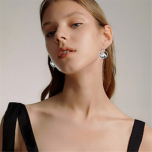 ANDPAI Unique Handmade Vintage Retro Silver Mountain Dangle Drop Earrings with Tree Pattern for Women Statement Outdoor Enthusiast Jewelry Gifts (Silver)