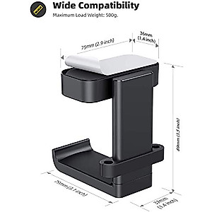 Lamicall Headphone Stand, Sticky Headset Hanger - 360 Degree Rotation Earphone Adhesive Hook Holder Mount, Table Headphone Stand with Cable Organizer, Headset Clamp for HyperX, Sony, Sennheiser -Black