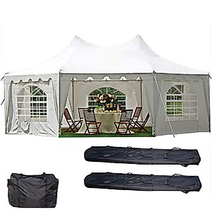 Delta 29'x21' Decagonal Party Tent Canopy, Wedding Tent Gazebo, Heavy Duty Outdoor Event Shelter, Water Resistant, White