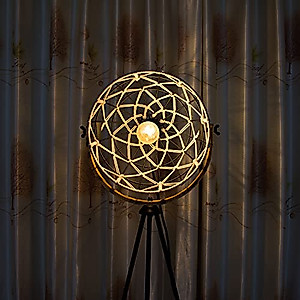 Floor lamps boho chic decor for living room,farmhouse adjustable Metal tripod Standing Tall lamp/Table Lamp,handmade rattan Lampshade Floor Lights bright lighting for Bedroom games Room Office