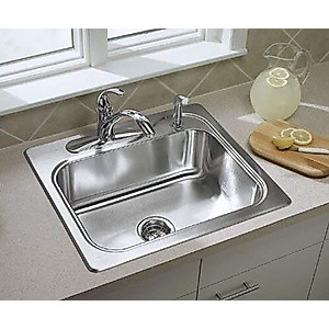 STERLING 11403-4-NA Southhaven 25-inch by 22-inch Top-mount Single Bowl Kitchen Sink Stainless Steel