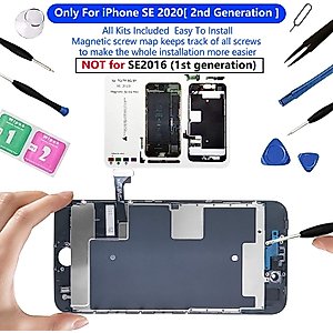 Diykitpl for iPhone 8/ SE 2020 2nd Generation Screen Replacement Black, LCD Touch Screen Digitizer with Repair Tools for A2275, A2298, A2296 with Waterproof Seal+Repair Tools+Screen Protector