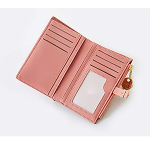 QICHUANG Women's RFID Blocking Short Purse PU Leather Medium Clutch Wallet Bifold Card Coin Holder Organizer Small Lady Purse (gray)