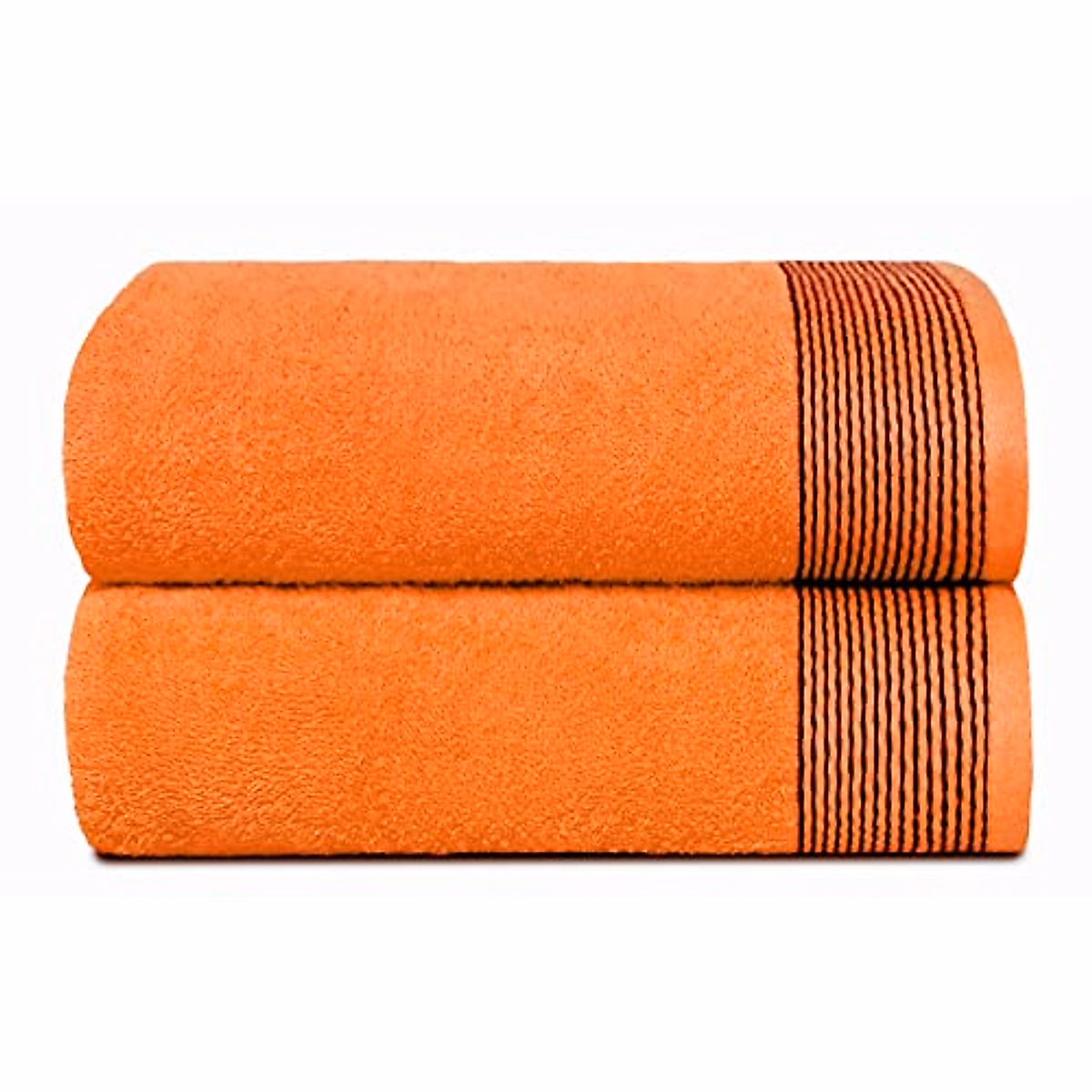 BELIZZI HOME Ultra Soft 2 Pack Oversized Bath Towel Set 28x55 inches, 100% Cotton Large Bath Towels, Ultra Absorbant Compact Quickdry & Lightweight Towel, Ideal for Gym Travel Camp Pool - Orange