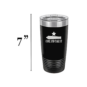 Rogue River Tactical Come and Take It Gonzales Texas Flag 20 Oz. Stainless Steel Travel Tumbler Mug Cup w/Lid Vacuum Insulated Hot or Cold (Black)