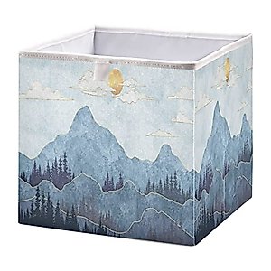 Kigai Mountain Cube Storage Bins - 11x11x11 In Large Foldable Storage Basket Fabric Storage Baskes Organizer for Toys, Books, Shelves, Closet, Home Decor