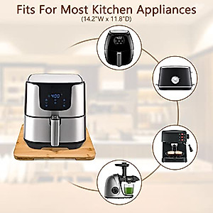Small Appliance Slider for Kitchen Appliances - Under Cabinet Bamboo Slider for Coffee Maker, Espresso Machine, Blender, Air Fryer, Stand Mixer, Toaster, Moving Tray for Counter (11.8"W x14.2"D)