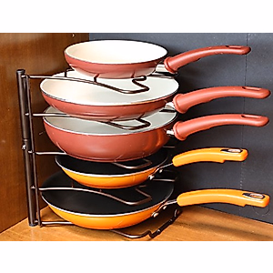 DecoBros Kitchen Counter and Cabinet Pan Organizer Shelf Rack, Bronze