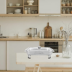Metal Tray Stainless Steel Chafing Dish Buffet Chafer Rectangular Buffet Stove Chaffing Servers with Glass Covers Food Tray Warmers for Parties Buffets Catering