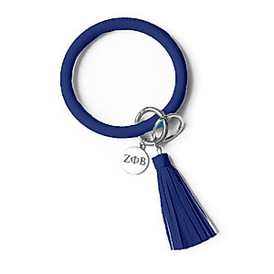 Sorority Shop - Zeta Phi Beta Bangle Keychain - Ring Keychain with Engraved Disc