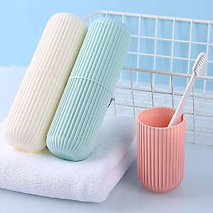 1Pcs Travel Toothbrush Holder, Multifunction Wash Cup for Business Trips, Portable Lightweight Toothbrush Holder Cup, 4 Colors Available. (Pink)