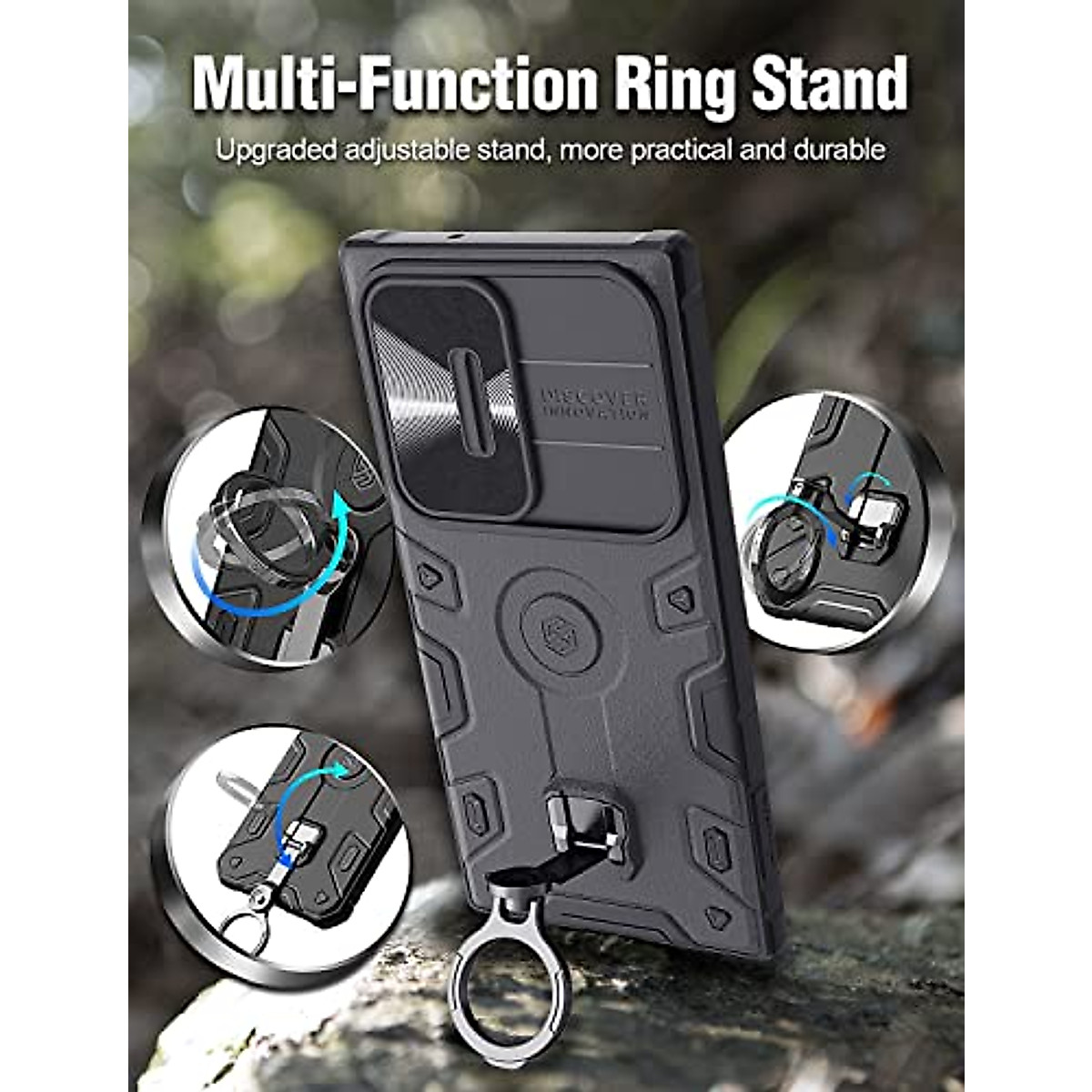 Nillkin for Samsung Galaxy S23 Ultra Case with Slide Camera Cover & Upgraded Kickstand, Mil-Grade Shockproof S23 Ultra Phone Case for Galaxy S23 Ultra Cases 6.8 Inch Black