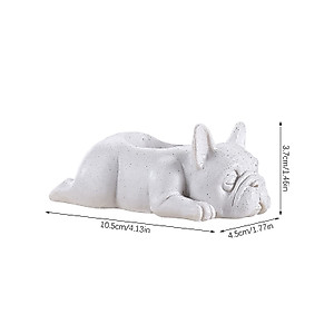 F/A Resin Dog Succulent Planter Animal Succulent Plant Pots French Bulldog Shape Cute Bonsai Flower Pots for Plants Flower Cactus (No Plants)