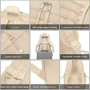 Sunborls Travel Laptop Backpacks with Girls Weekend Leisure Day Vacation Backpack Unisex 15.6inch School Cute Lightweight High-Capacity The Gift Bookbag(Off-White)