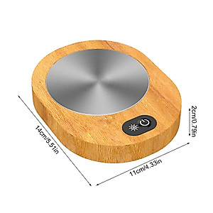 Coffee Mug Warmer, Abs Smart Beverage Cup Warmer, Battery Operated Candle Warmer Plate, 55-65°c Tea Cup Warmer, USB Rechargeable, Wood Style Warmer Plate, Touch Control Coffee Heater for Tea Coffee