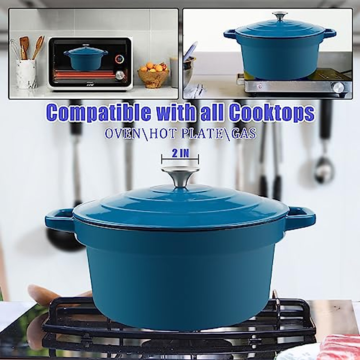 CUKOR Cast Iron Dutch Oven with Lid,6QT Non-stick Dutch Oven Pot for Cooking, Cast Iron Bread Pan with Lid,Bread Baking,Enamel Pot Coated Cookware